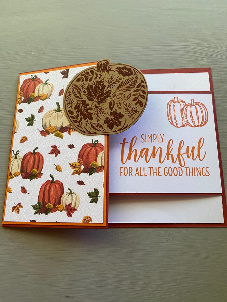 Card Kit (4 Cards) or Single Pre-made Card, DIY, Thanksgiving, Thankful ...