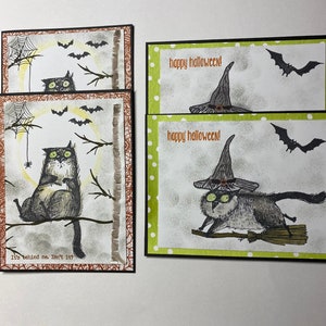 Snarky Cats Halloween Cards with Envelopes Set of 4. Greeting | Etsy