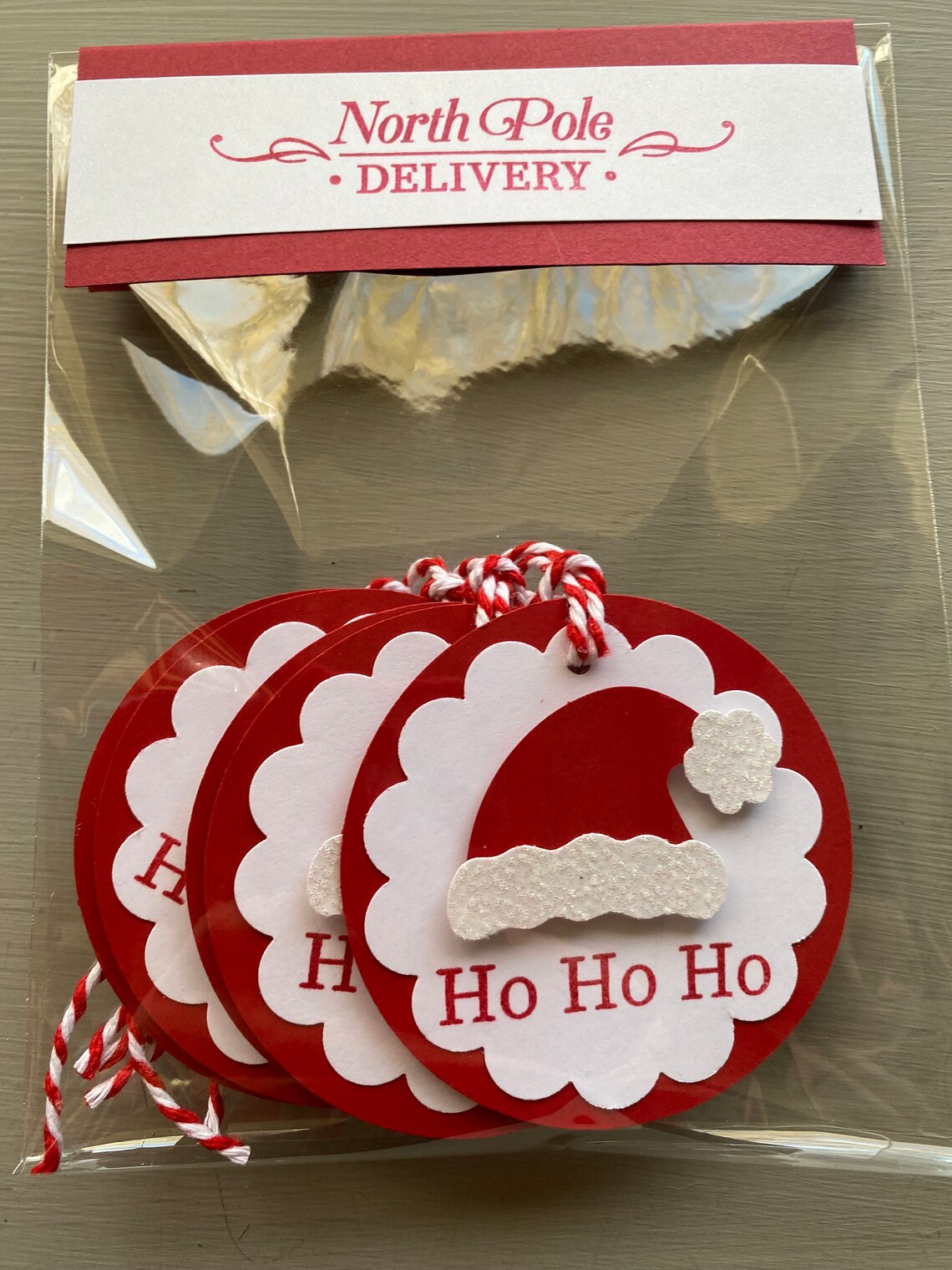 Christmas Gift Tags Handmade, Santa’s Hat Gift Tags, Ho Ho Ho, Handmade ...