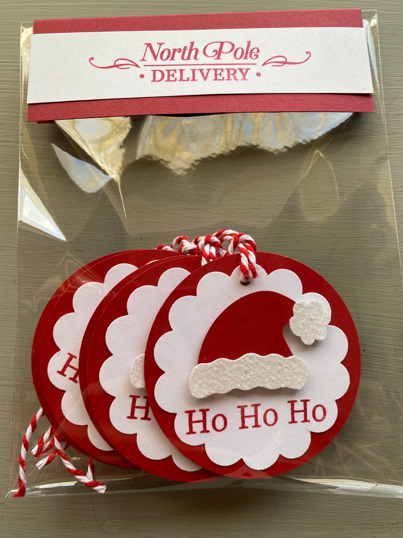 Christmas Gift Tags Handmade, Santa’s Hat Gift Tags, Ho Ho Ho, Handmade ...