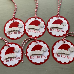 Christmas Gift Tags Handmade, Santa’s Hat Gift Tags, Ho Ho Ho, Handmade ...