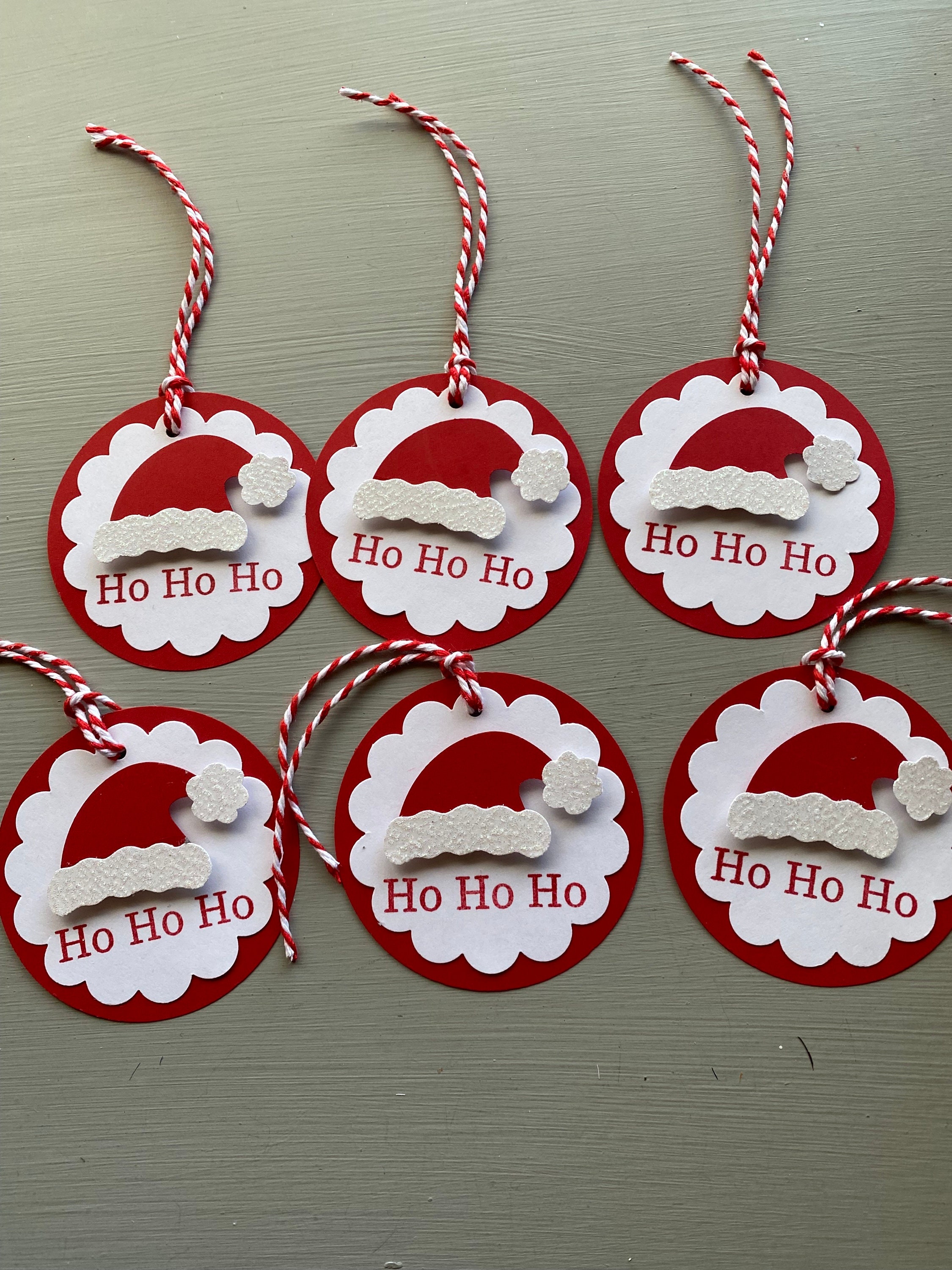 Christmas Gift Tags Handmade, Santa’s Hat Gift Tags, Ho Ho Ho, Handmade ...