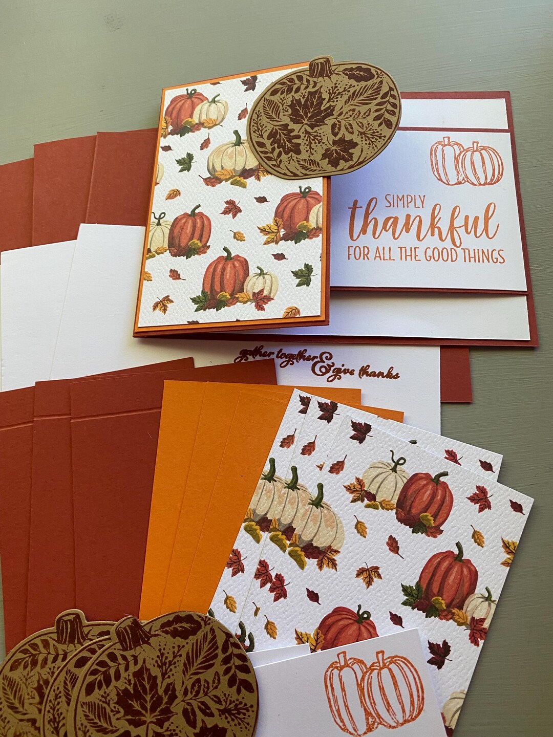 Card Kit (4 Cards) or Single Pre-made Card, DIY, Thanksgiving, Thankful ...