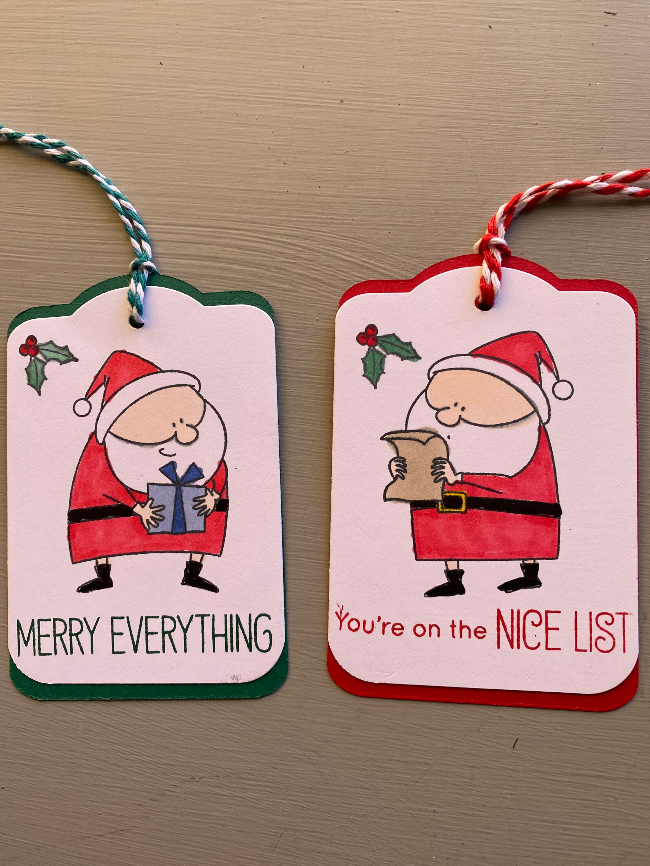 Handmade Santa Christmas Gift Tags, Holiday Set of 6 - Etsy