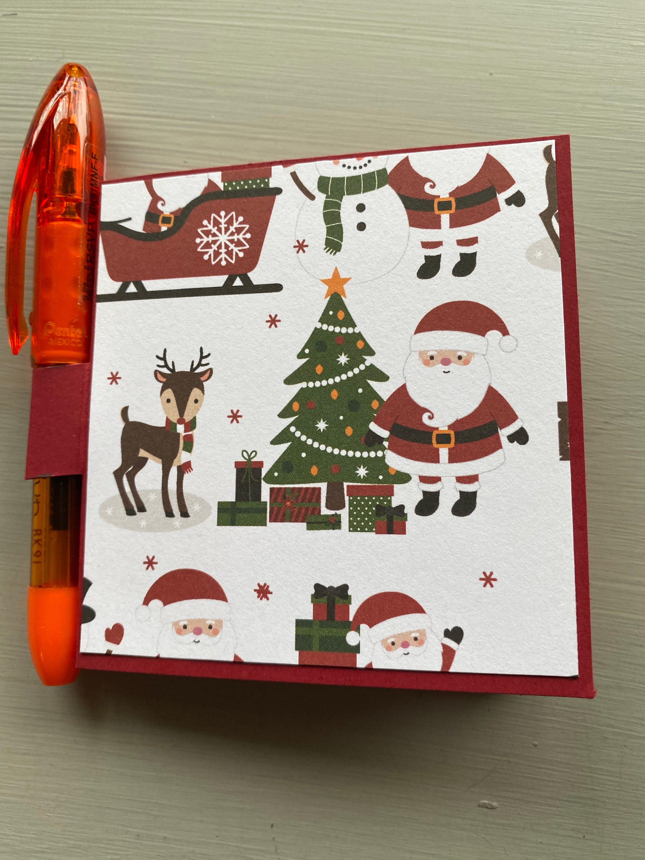 Christmas/winter Themed Sticky Note Holder With Pen, Sticky Note, Memo ...