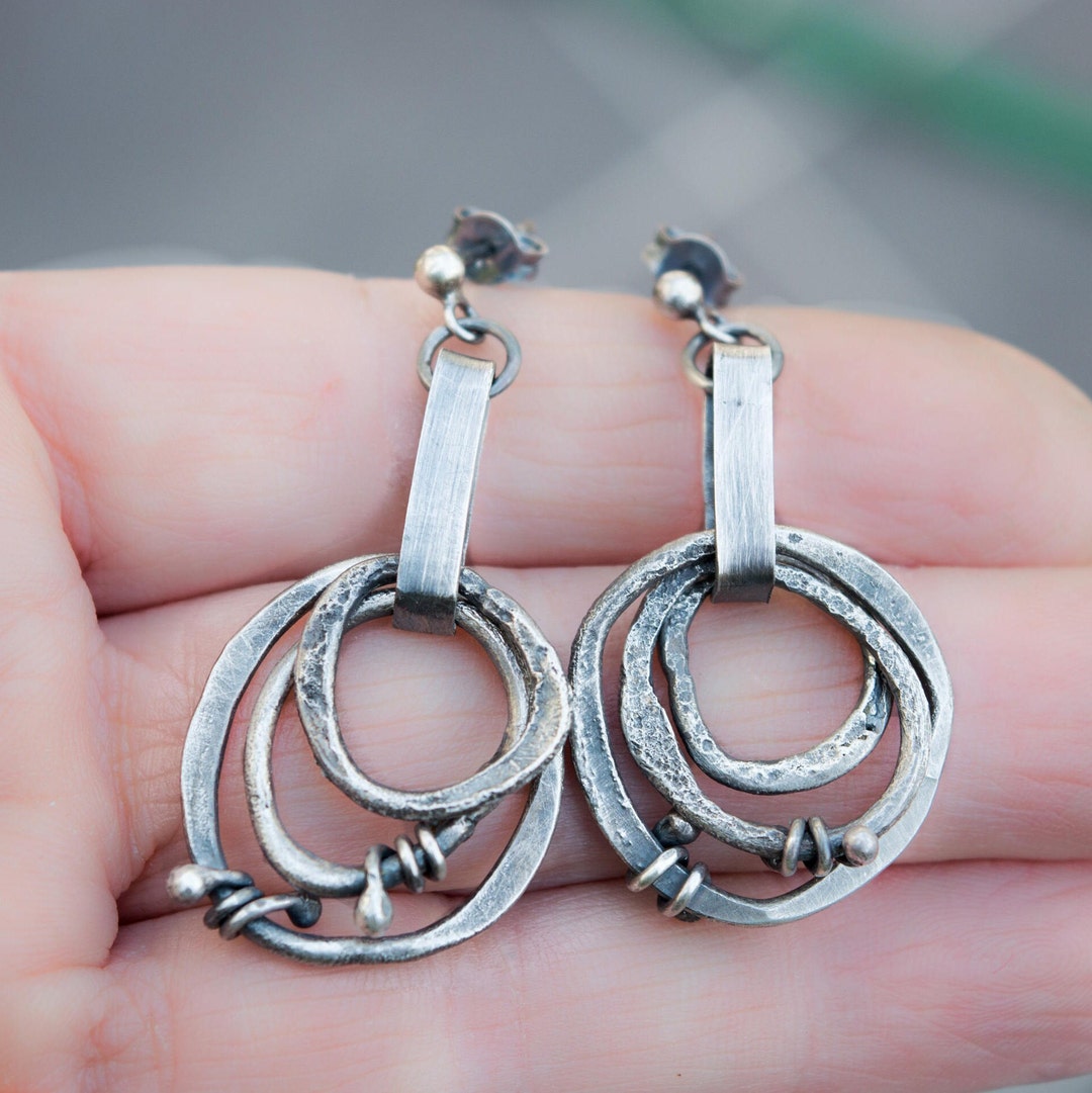 Raw Silver Earrings-sterling Silver Earrings - Etsy