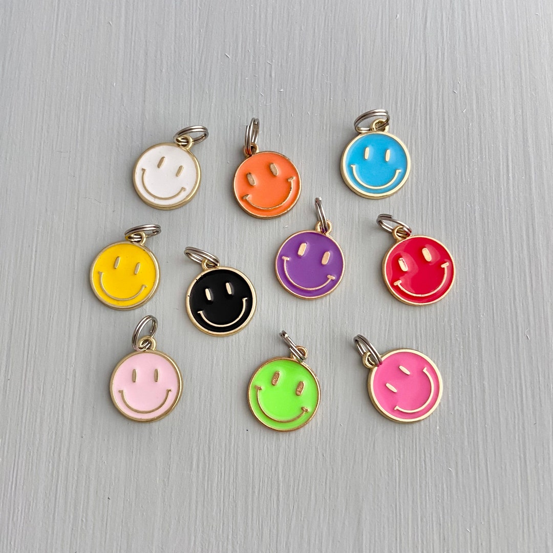 Colorful Smiley Face Charm: Keychain Bracelet Add-on - Etsy