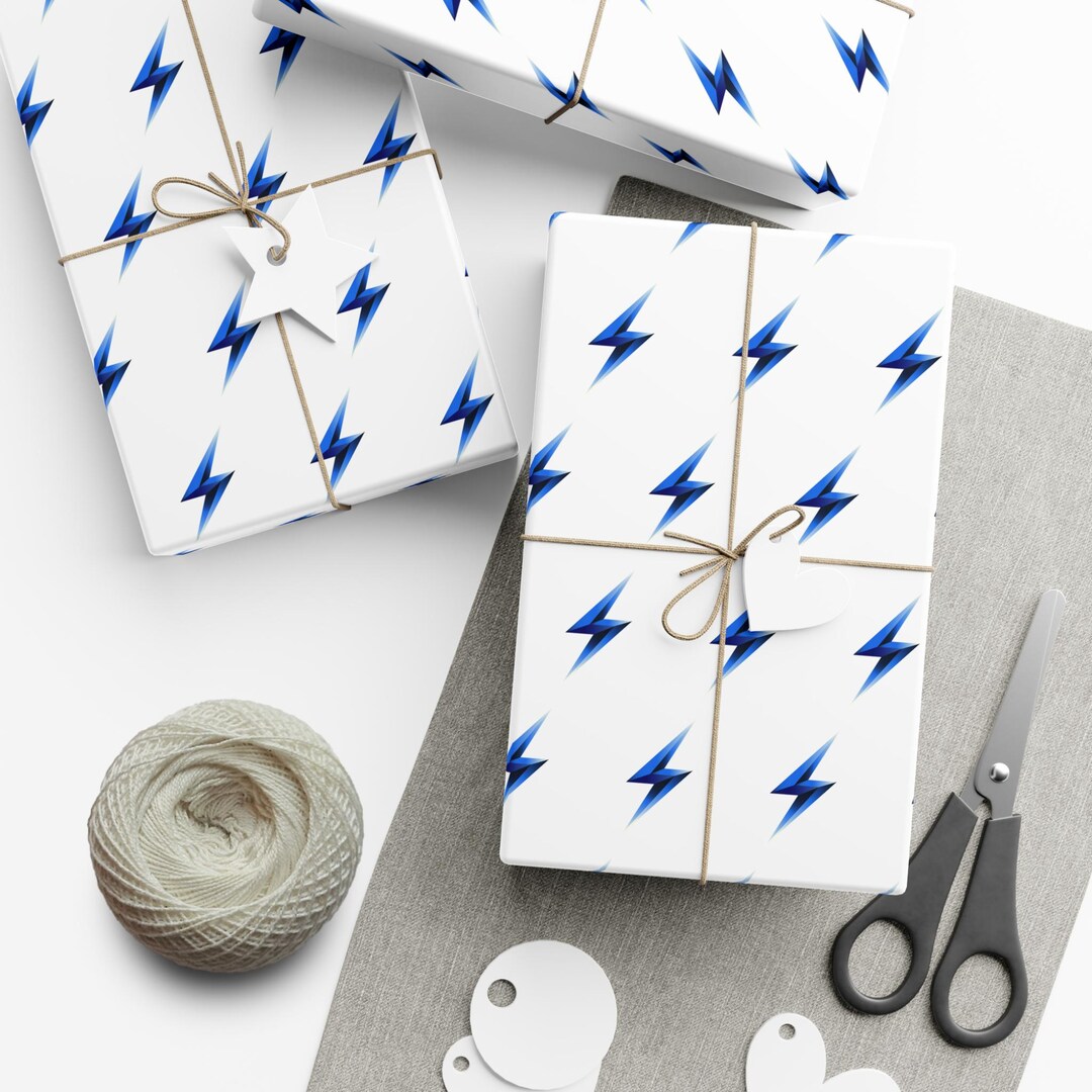 Gift Wrap Paper Blue Lightning Bolt Design for Christmas, Birthday, Any ...