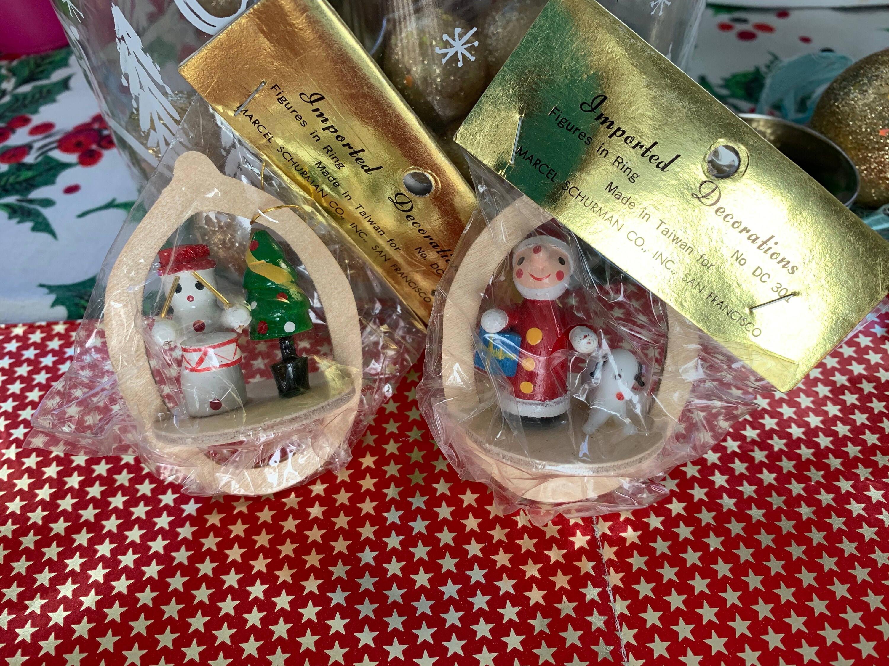 Figure in Ring - Vintage Wooden Miniature Christmas Ornament (marcel ...