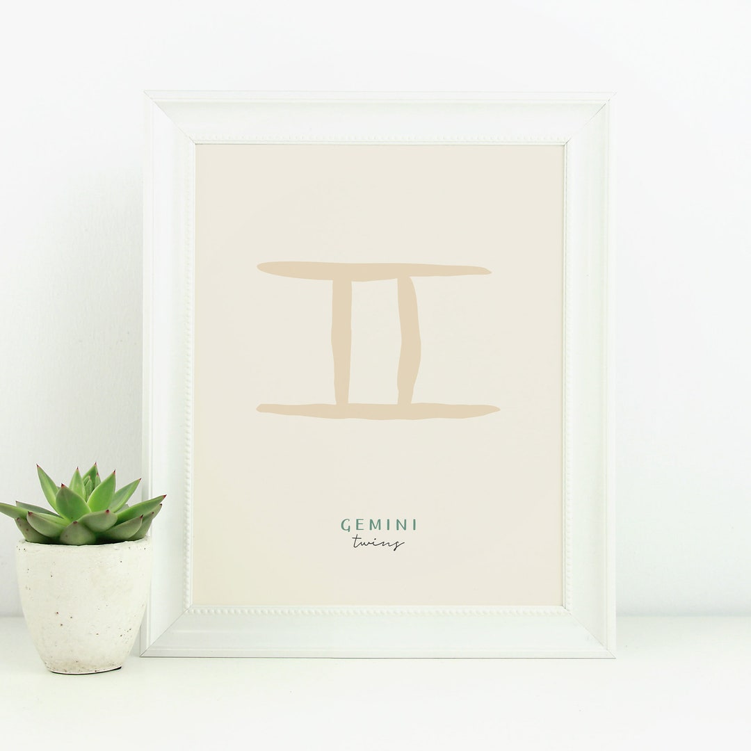Gemini Art Print | Gemini Symbol Art | Gemini Home Decor | Zodiac Sign ...