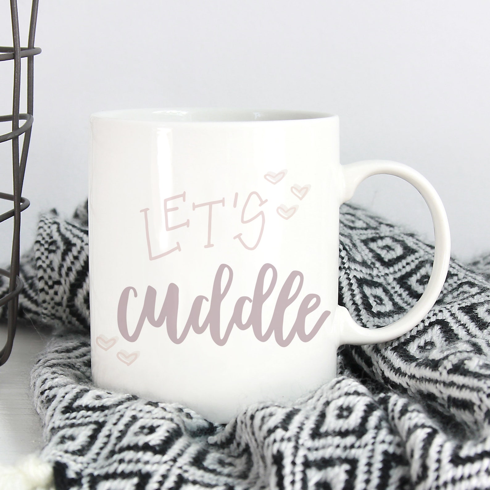 Let's Cuddle Coffee Mug Cuddle Mug Cozy Drinkware Cozy Mug Gift Let's ...