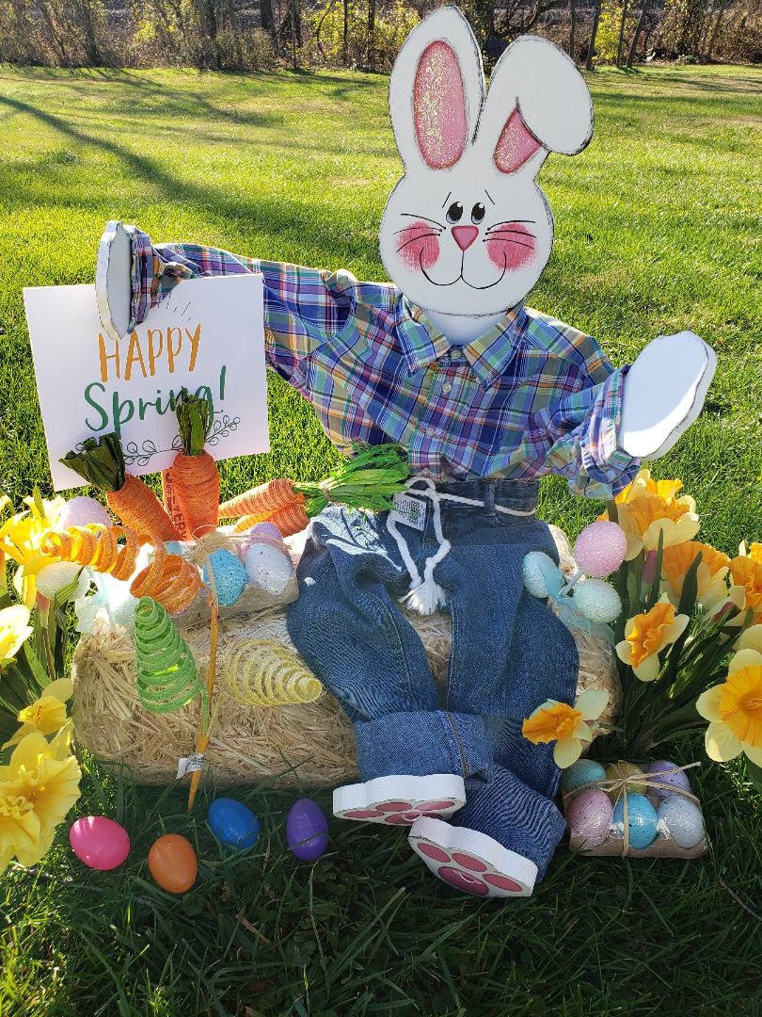 Wooden Rabbit, Porch Sitter, Spring Decorations, Spring Home Decor ...