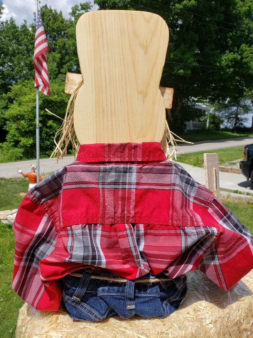 Sitting Scarecrow Wooden Scarecrow Porch Sitter Fall | Etsy