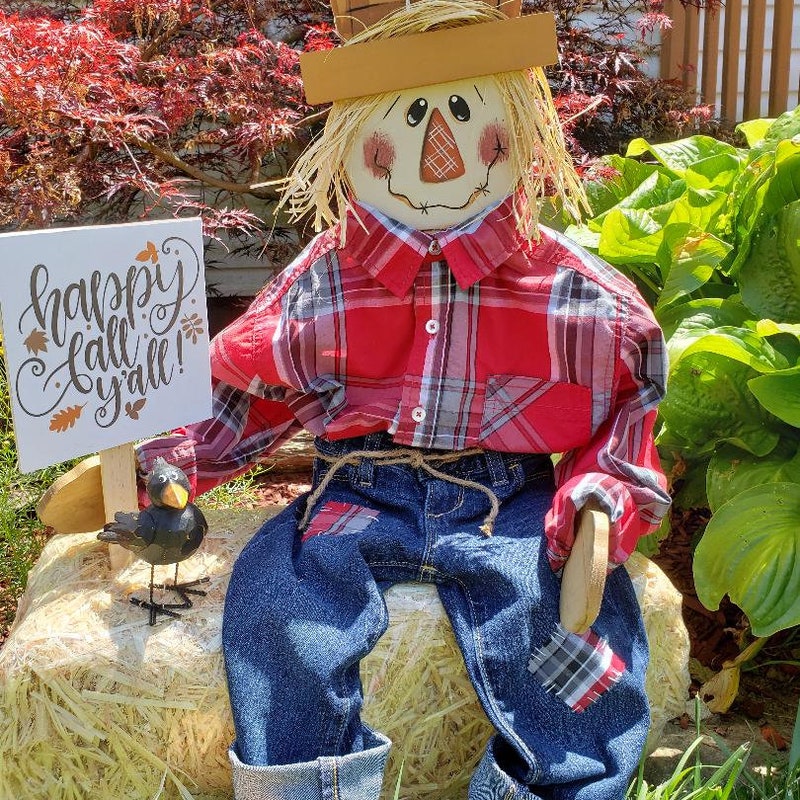 Sitting Large Scarecrow - Etsy