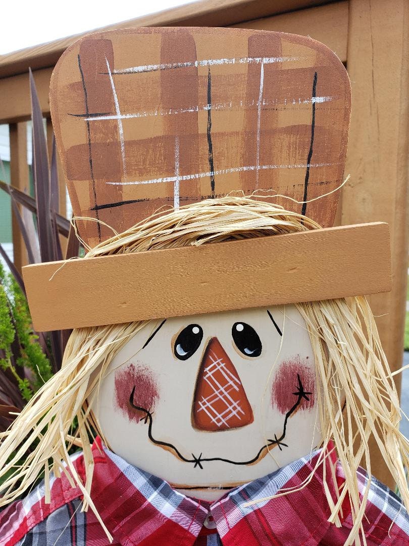 Sitting Scarecrow Wooden Scarecrow Porch Sitter Fall | Etsy