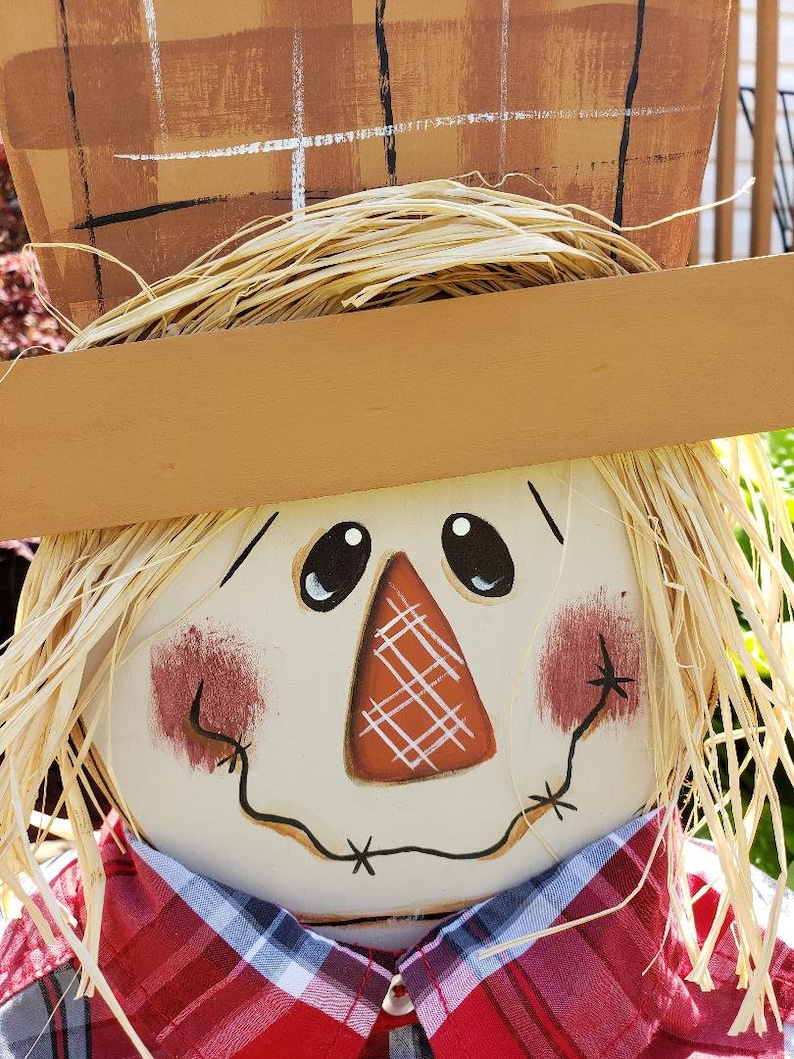 Sitting Scarecrow Wooden Scarecrow Porch Sitter Fall - Etsy UK