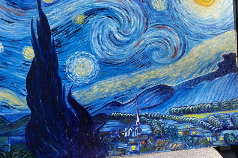 The Starry Night by Vincent Van Gogh Blue Famous Classic Oil - Etsy