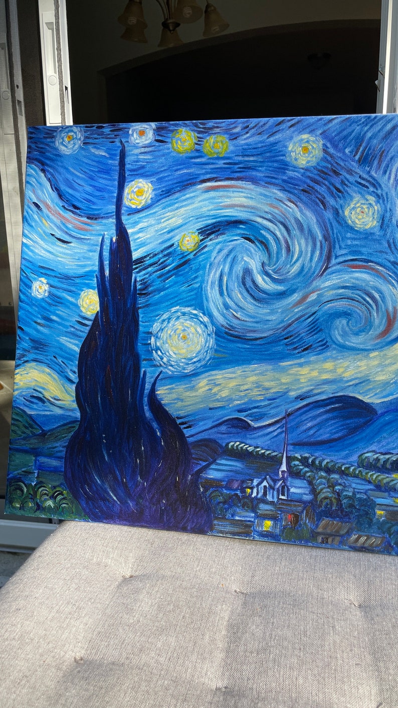 The Starry Night by Vincent Van Gogh Blue Famous Classic Oil - Etsy