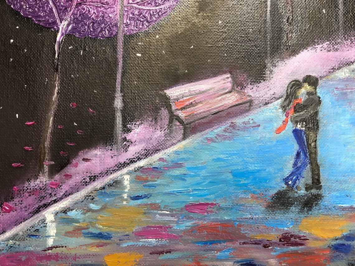 Pintura de historia de amor Pintura al óleo original Arte al óleo ...