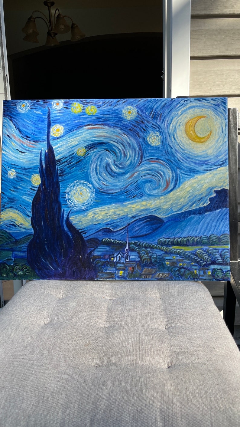The Starry Night by Vincent Van Gogh Blue Famous Classic Oil - Etsy