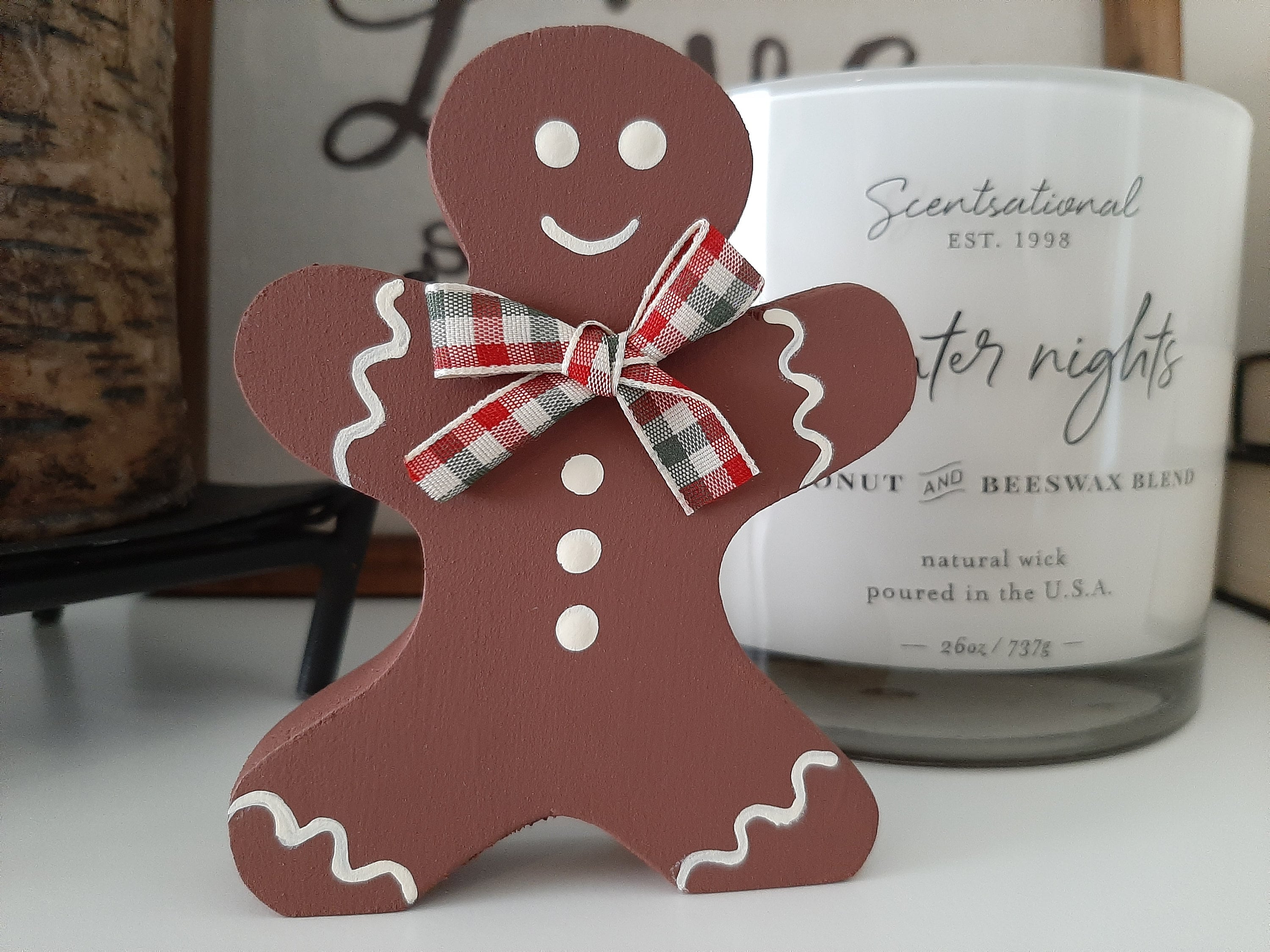 Chunky Wood Gingerbread Man Gingerbread Man Table Decor | Etsy