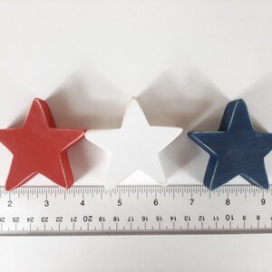 Set of 3 Mini Red White and Blue Stars Mini Chunky Wood Patriotic Stars ...