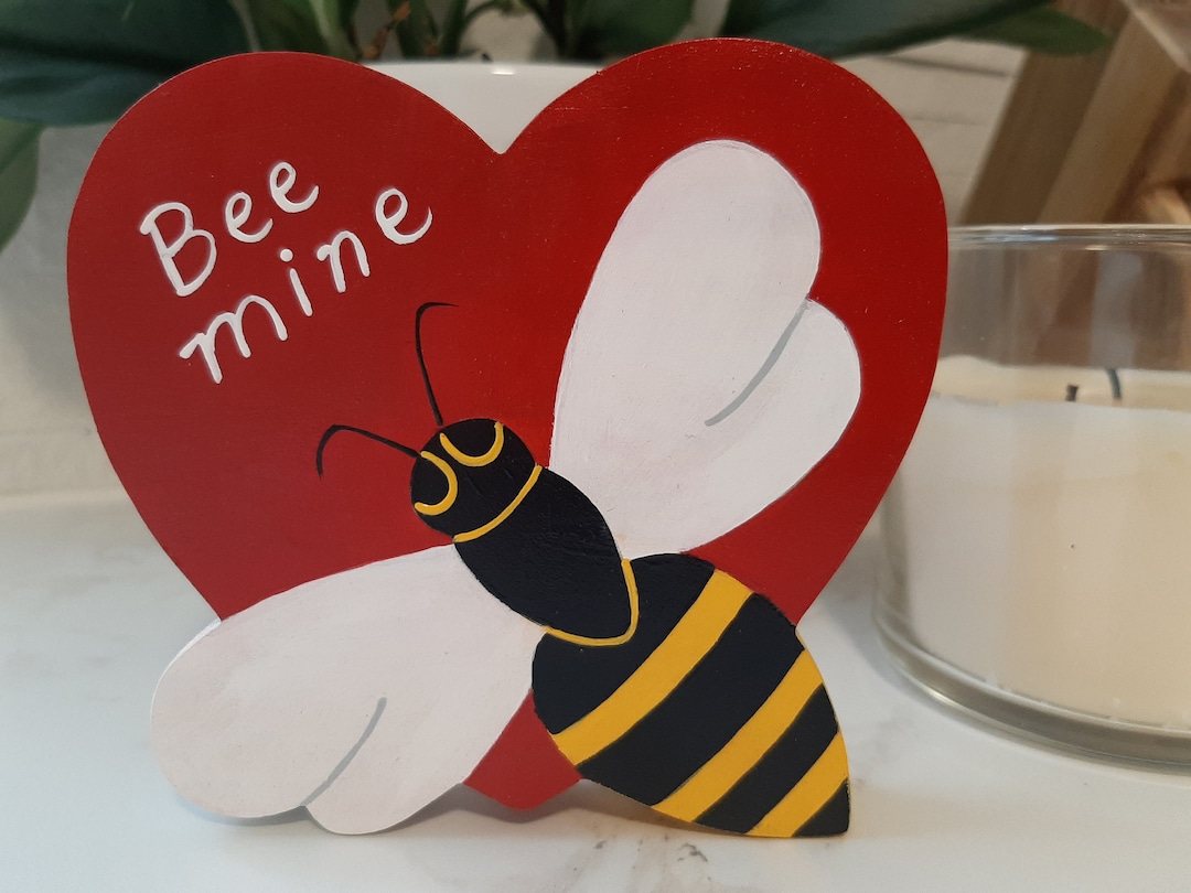 Bee Mine Wood Valentine Chunky Wood Valentine's Decor Heart Decor ...