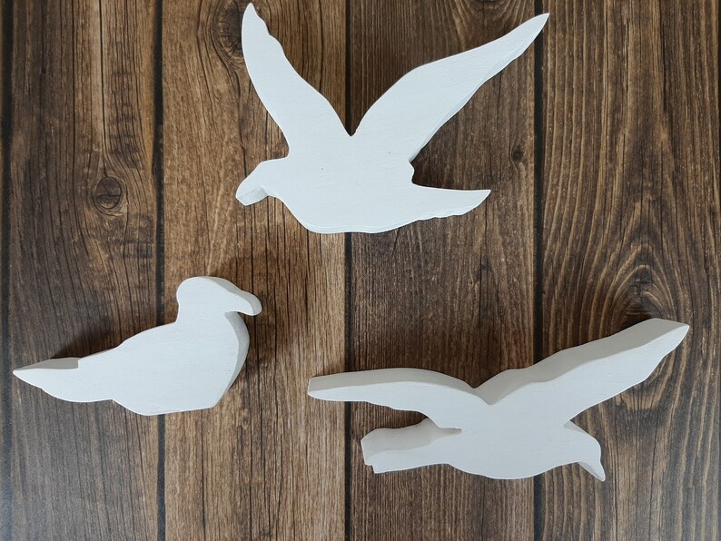 Set of 3 Small White Wood Seagulls Seagull Decor Seagull Gift - Etsy