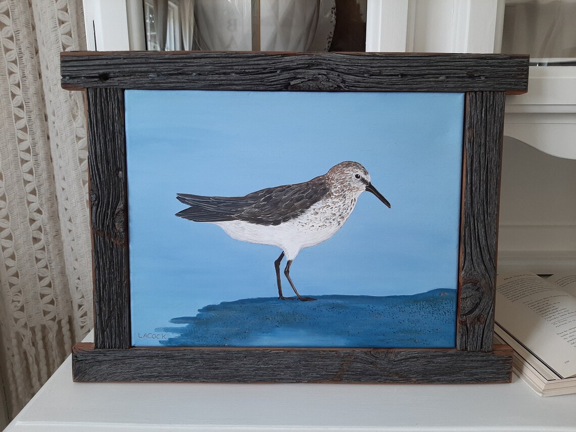 Sandpiper Painting 11 x 14 Barnwood Framed Original Sandpiper | Etsy