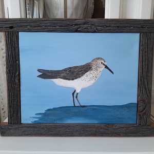 Sandpiper Painting 11 X 14 Barnwood Framed Original Sandpiper Canvas ...