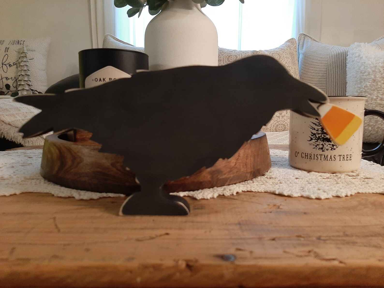 Chunky Wood Crow With Candy Corn Wood Halloween Decor Black - Etsy