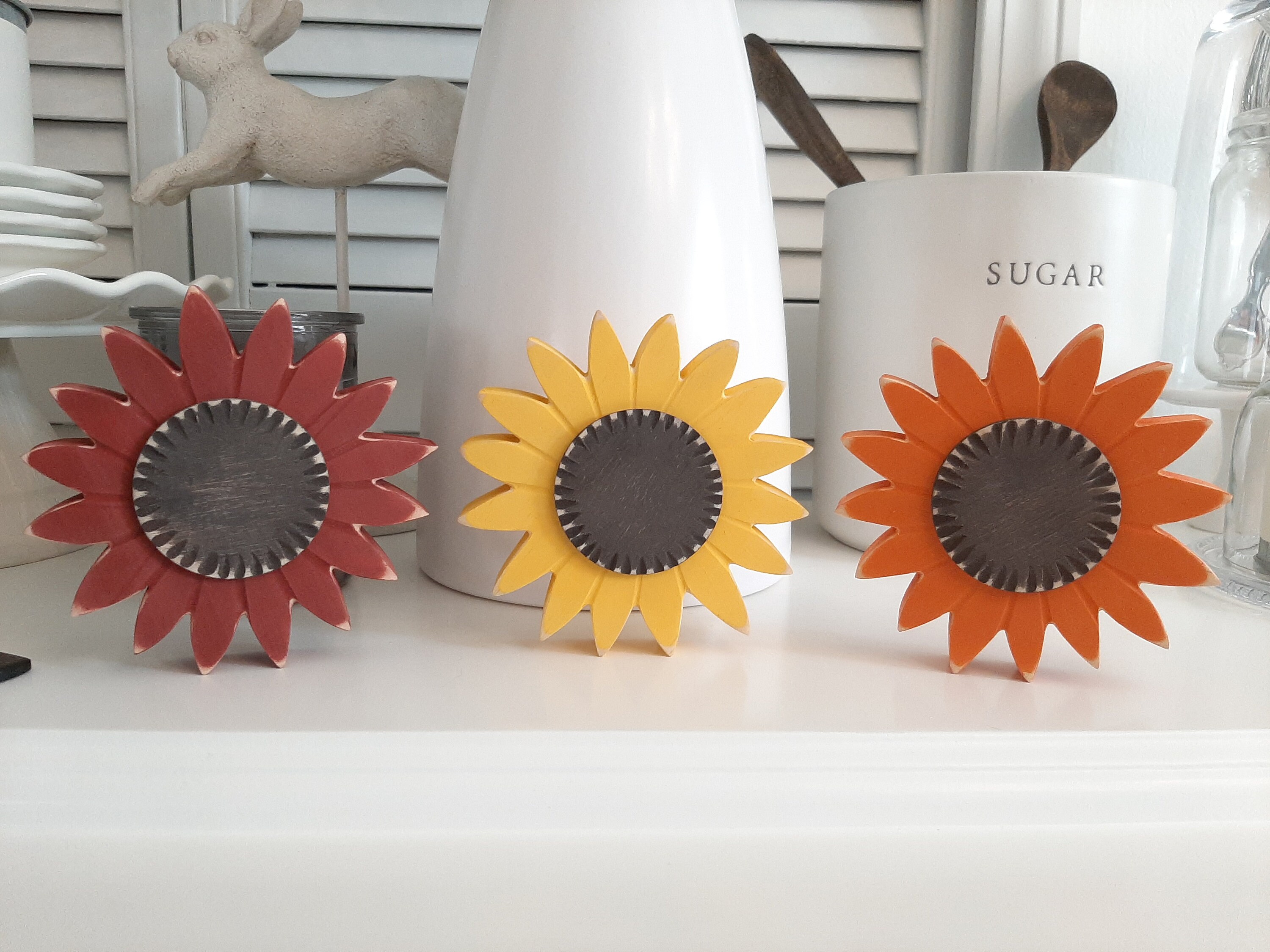 Chunky Wood Sunflowers Wood Sunflowers Sunflower Shelf Sitter - Etsy