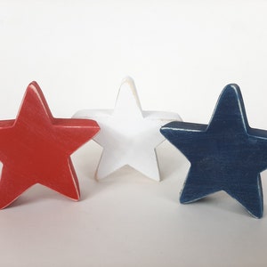 Set of 3 Mini Red White and Blue Stars Mini Chunky Wood Patriotic Stars ...