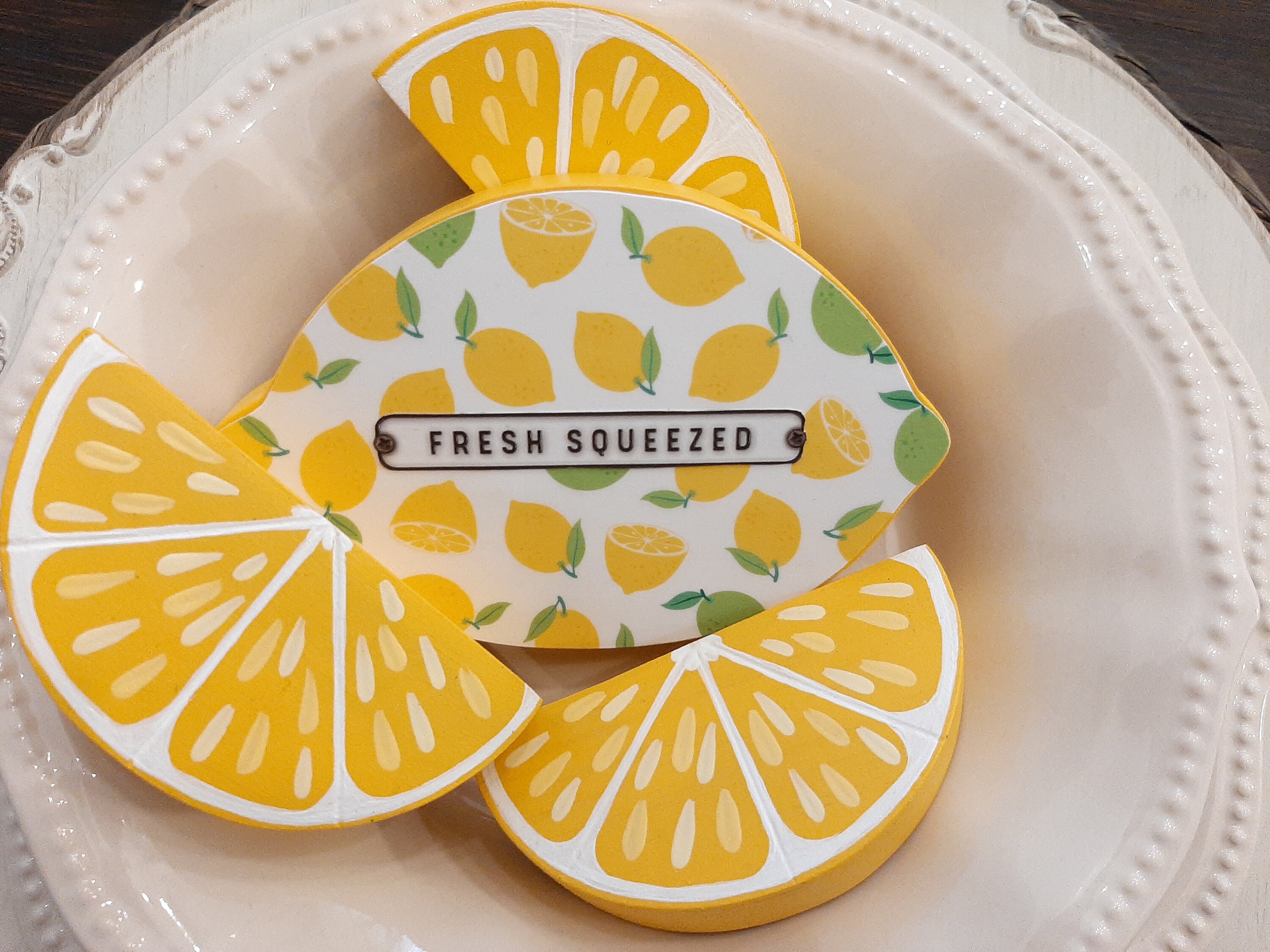 Set of 3 Wood Lemon Slices Chunky Wood Lemons Summer Table | Etsy