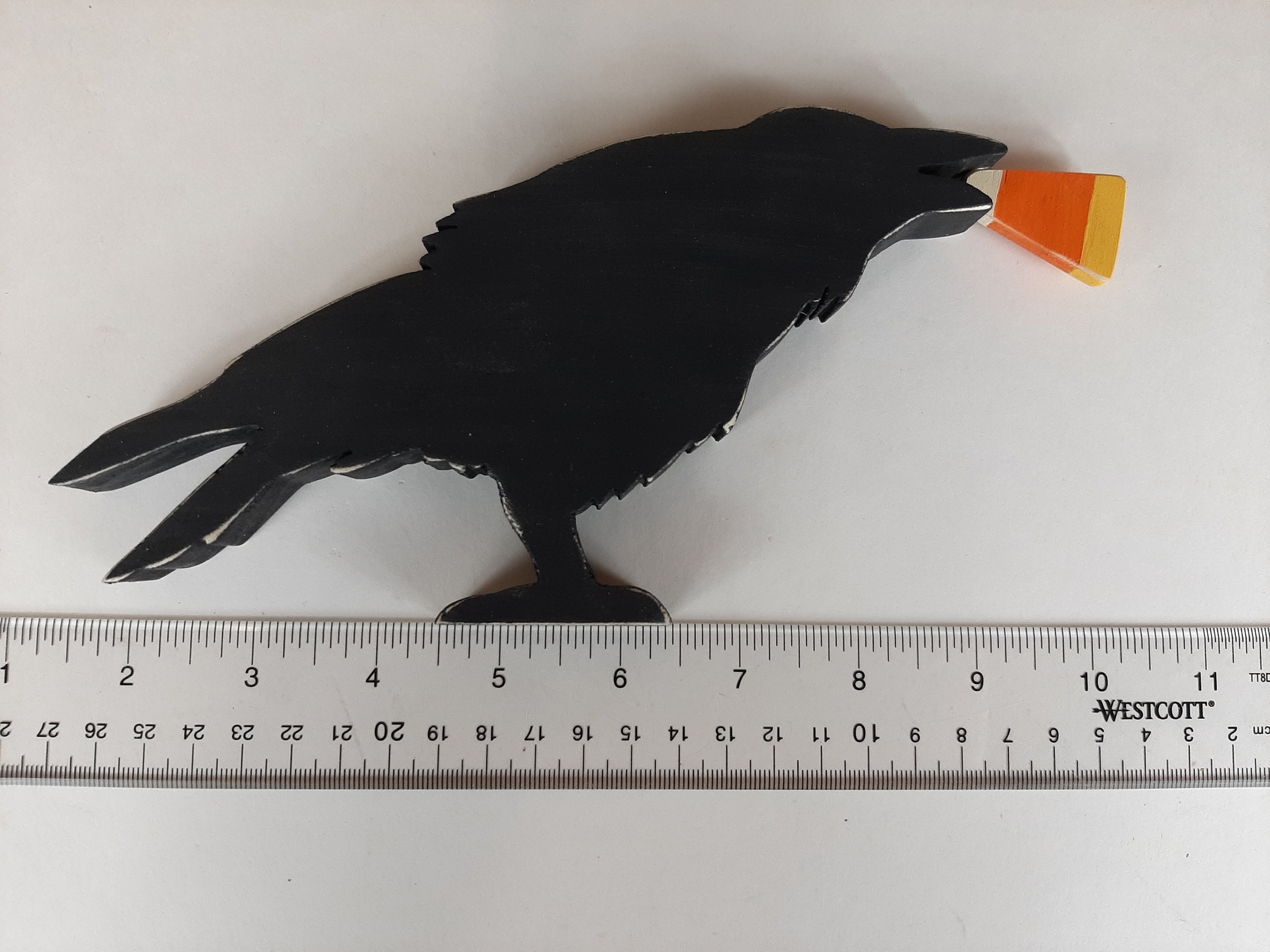 Chunky Wood Crow With Candy Corn Wood Halloween Decor Black | Etsy