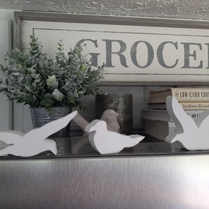 Set of 3 Small White Wood Seagulls Seagull Decor Seagull Gift Chunky ...