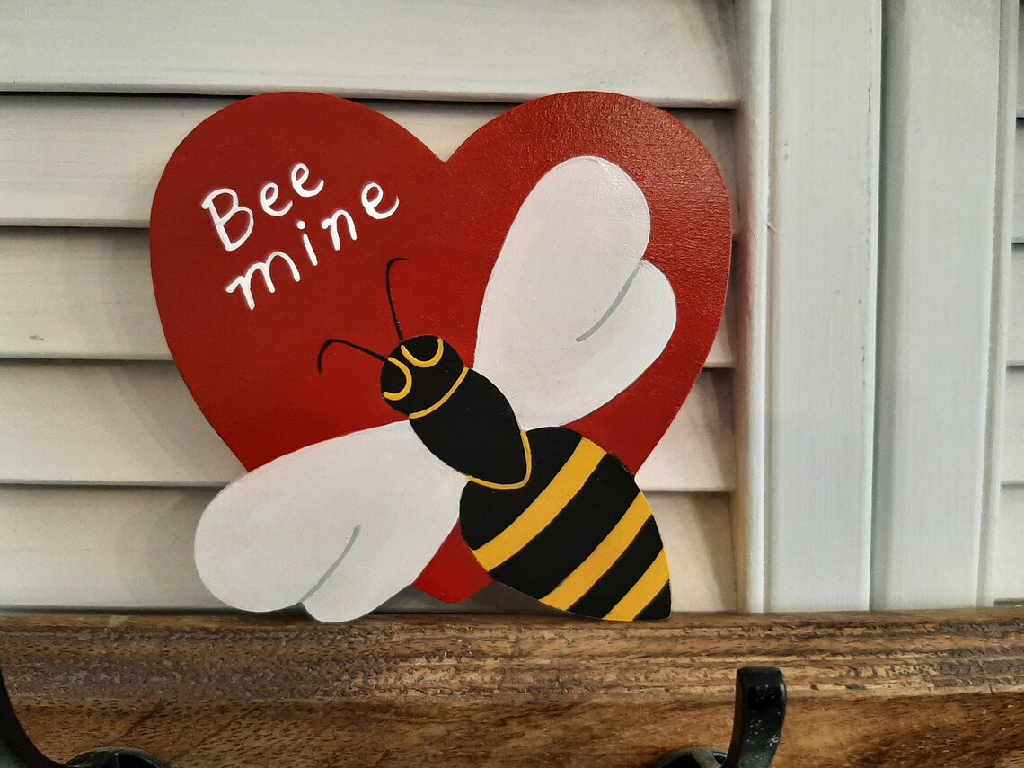 Bee Mine Wood Valentine Chunky Wood Valentine's Decor - Etsy