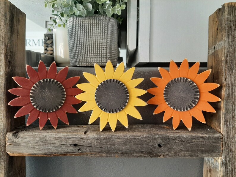 Chunky Wood Sunflowers Wood Sunflowers Sunflower Shelf Sitter - Etsy