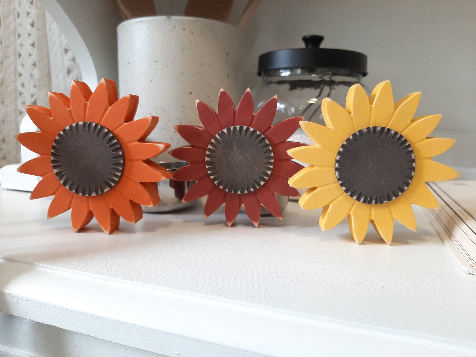 Chunky Wood Sunflowers Wood Sunflowers Sunflower Shelf Sitter - Etsy