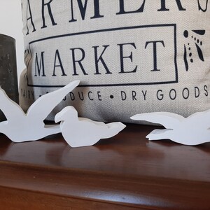 Set of 3 Small White Wood Seagulls Seagull Decor Seagull Gift Chunky ...