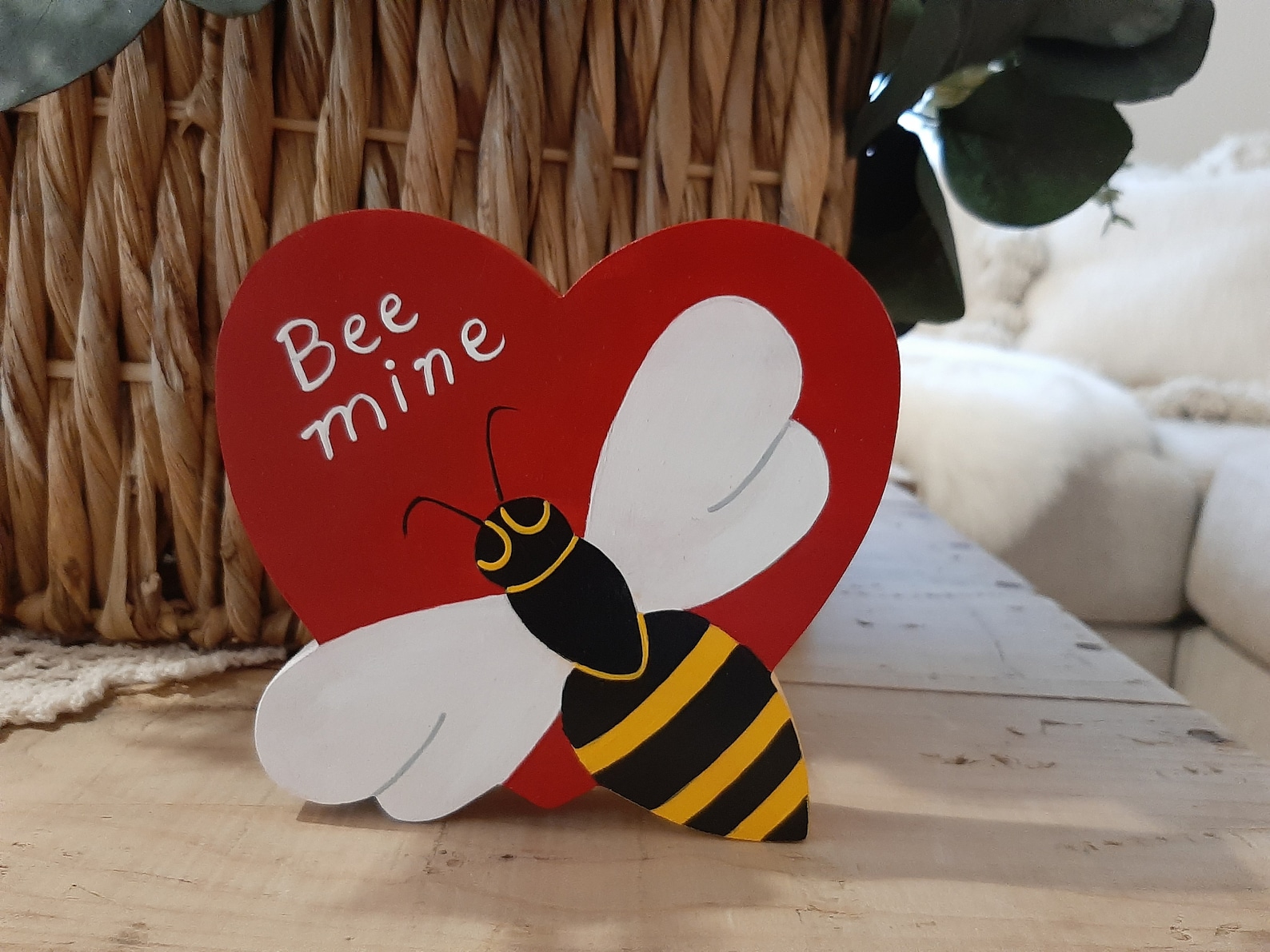 Bee Mine Wood Valentine Chunky Wood Valentine's Decor - Etsy