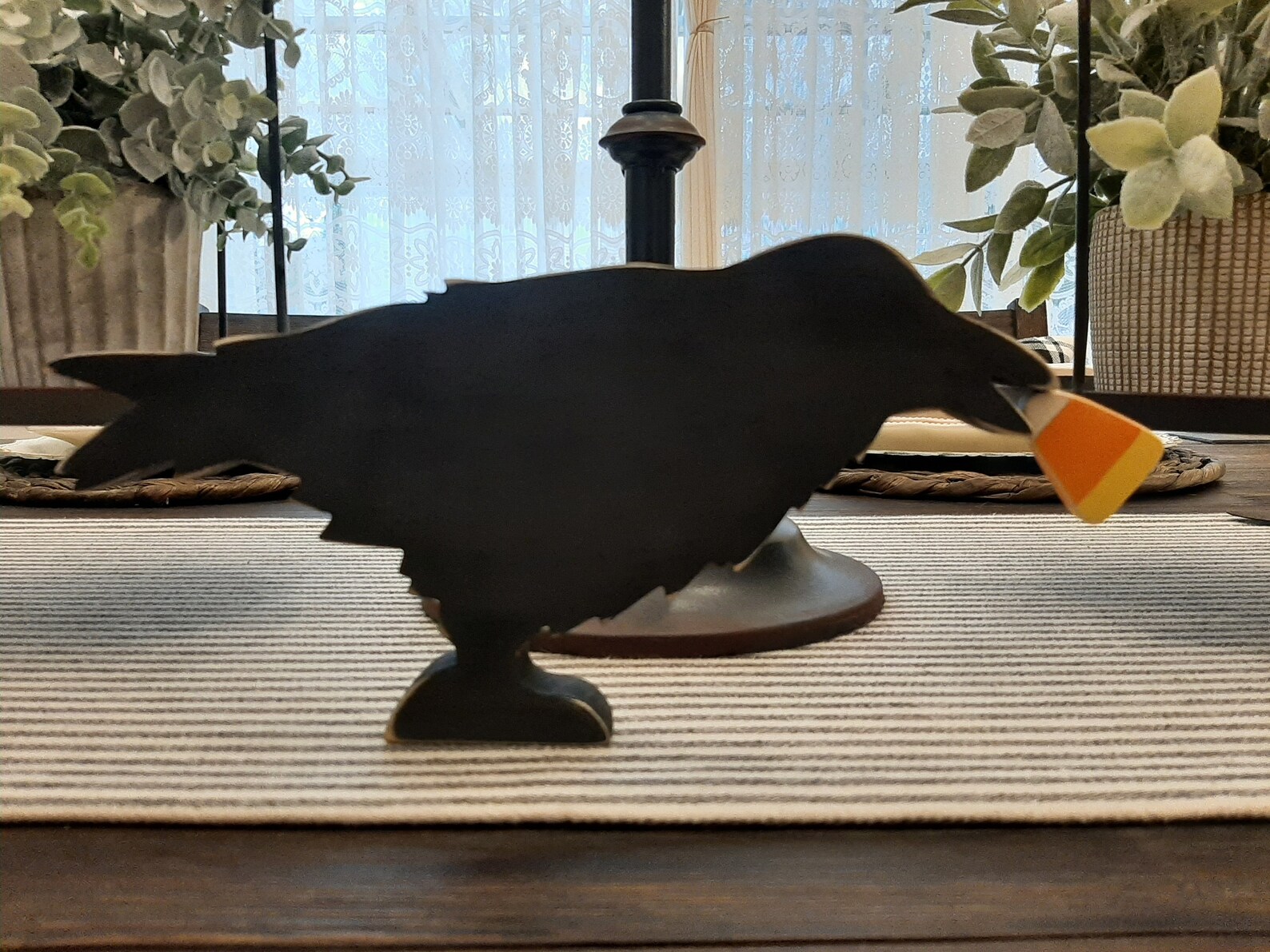 Chunky Wood Crow With Candy Corn Wood Halloween Decor Black - Etsy