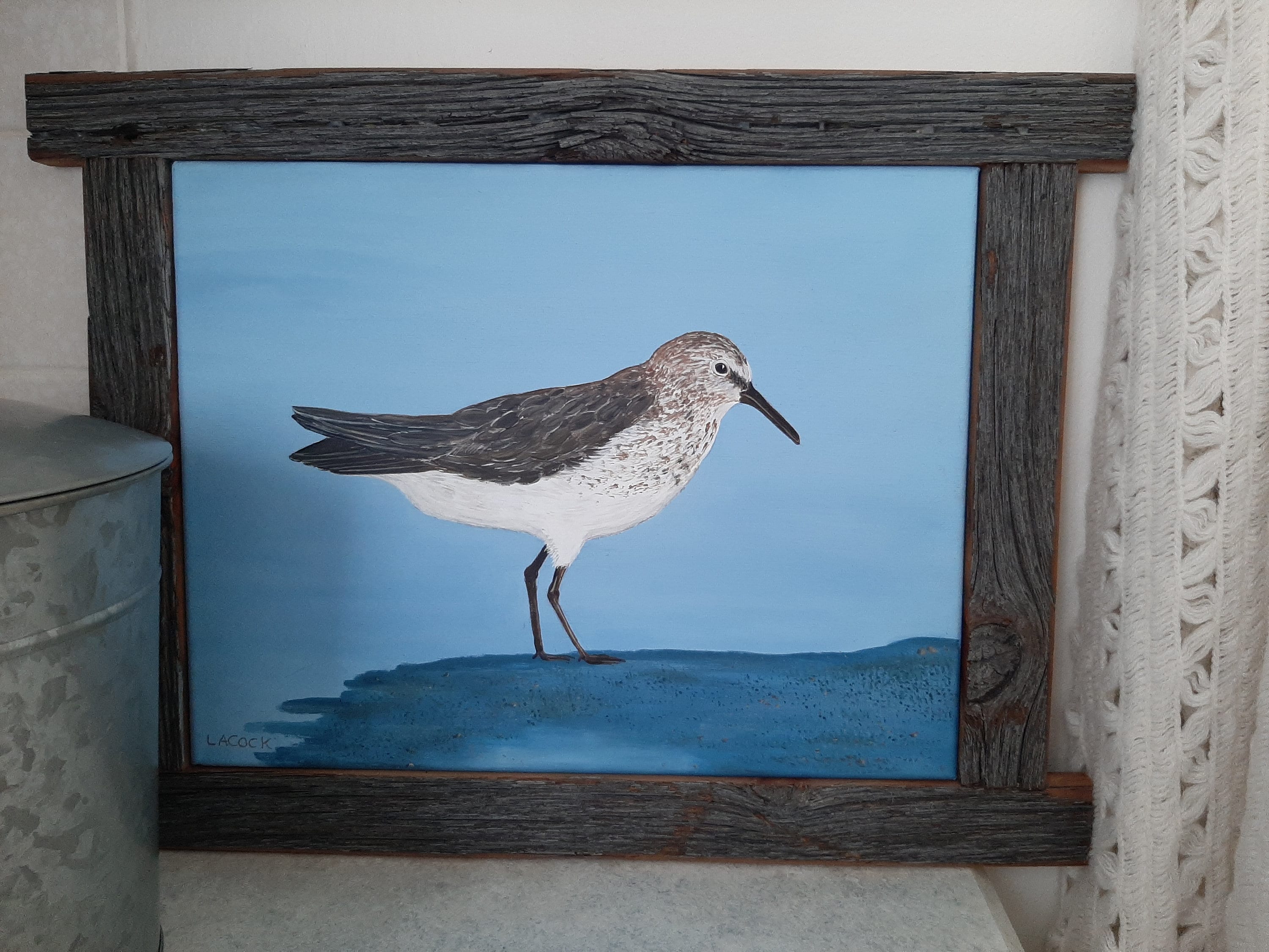 Sandpiper Painting 11 x 14 Barnwood Framed Original Sandpiper | Etsy