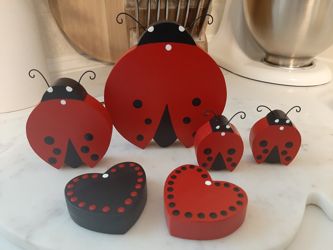 Tiny Wood Ladybugs Medium or Large Chunky Wood Ladybugs Ladybug Decor ...