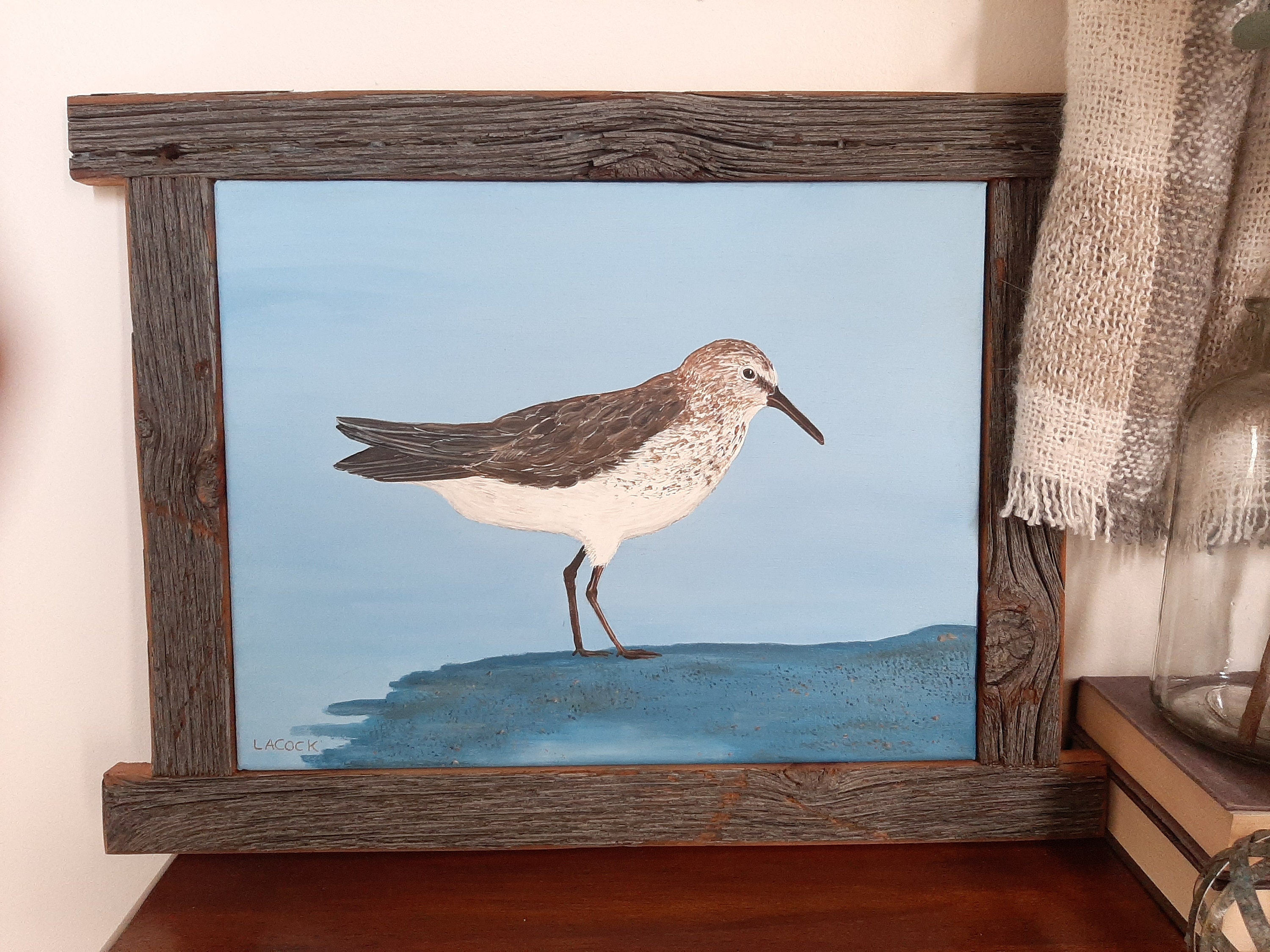 Sandpiper Painting 11 x 14 Barnwood Framed Original Sandpiper | Etsy