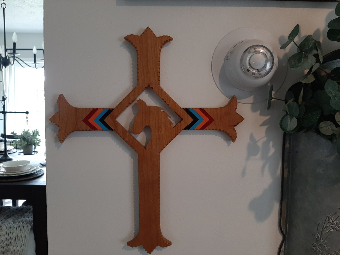 Western Cross Western Wood Cross Western Wall Art Cross With | Etsy