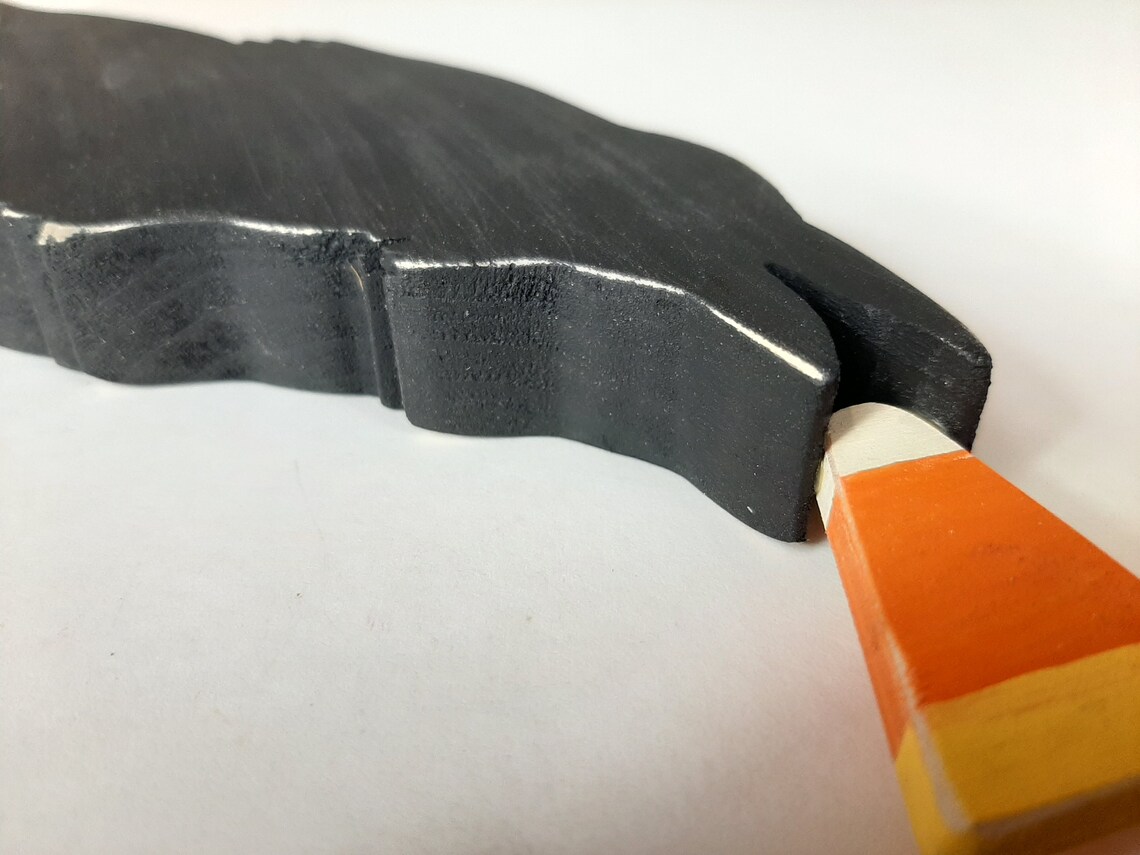 Chunky Wood Crow With Candy Corn Wood Halloween Decor Black | Etsy