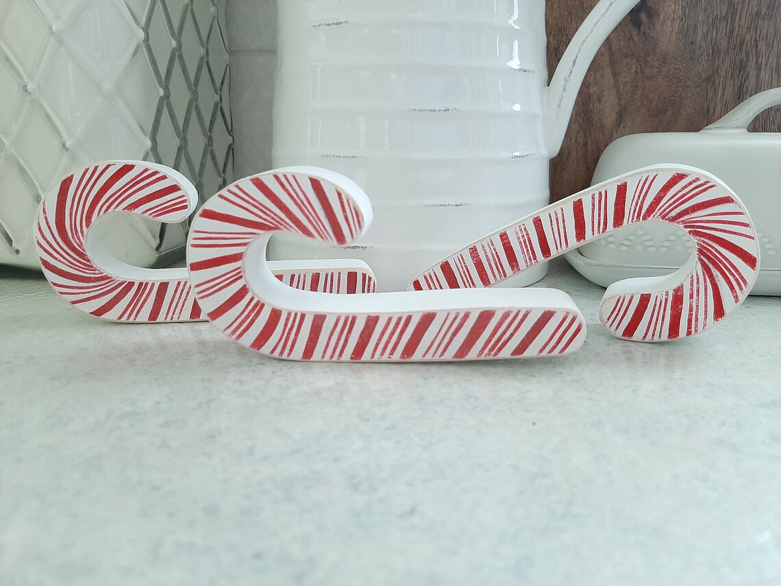 Chunky Wood Candy Canes Rustic Candy Canes Candy Canes Table - Etsy