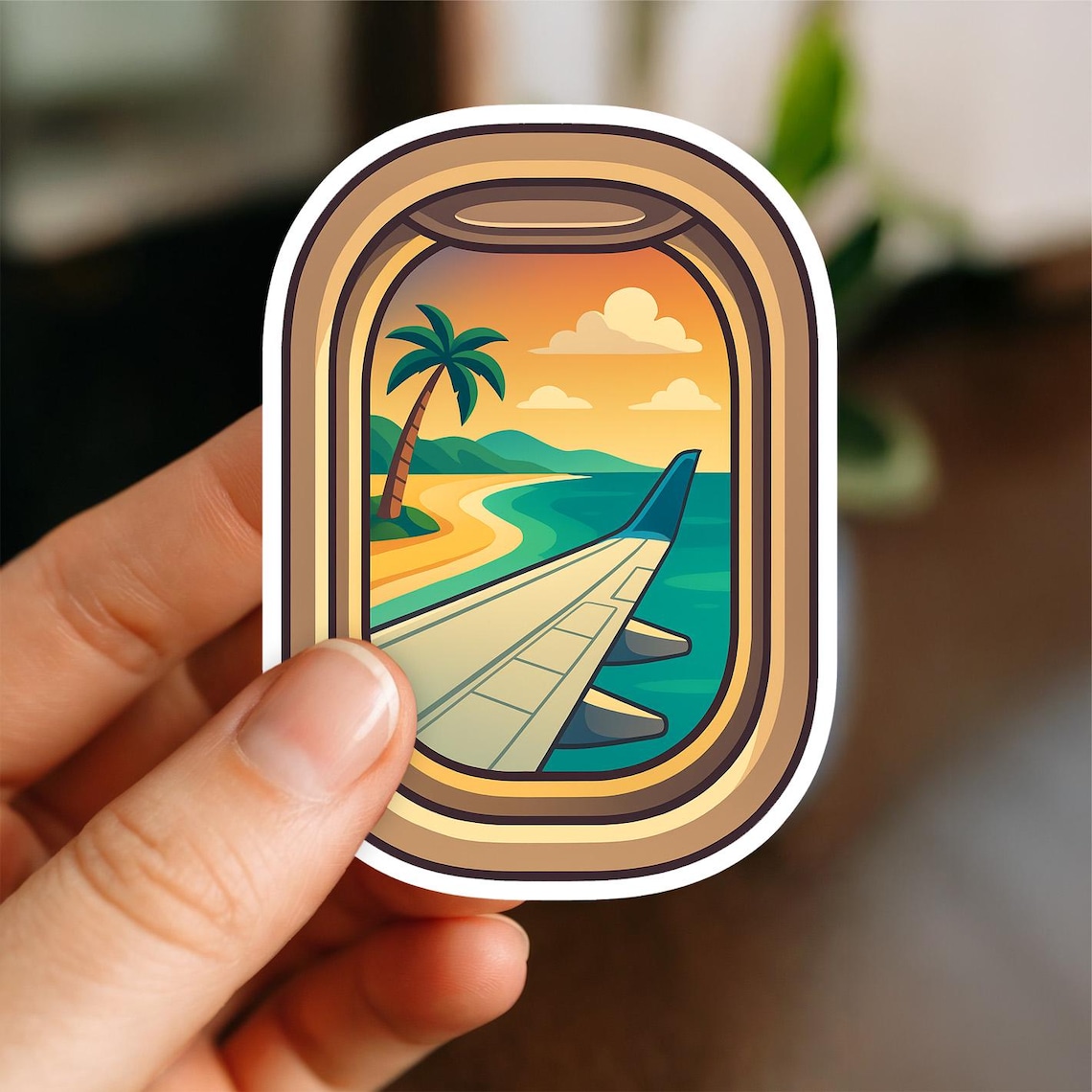 Airplane Window Beach Scene Sticker | Travel Aesthetic Sticker | Cute ...