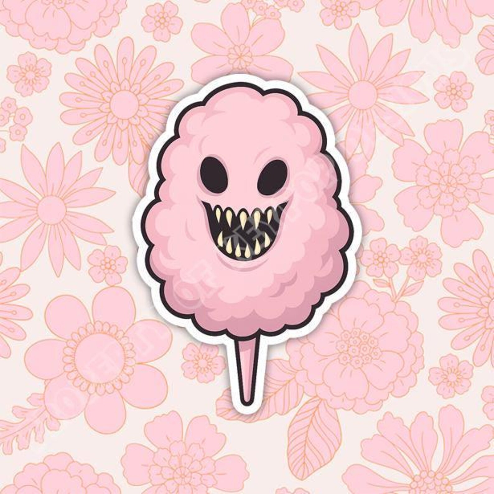 Cute Cotton Candy Ghost Sticker – Pastel Pink Spooky Kawaii Ghost With ...